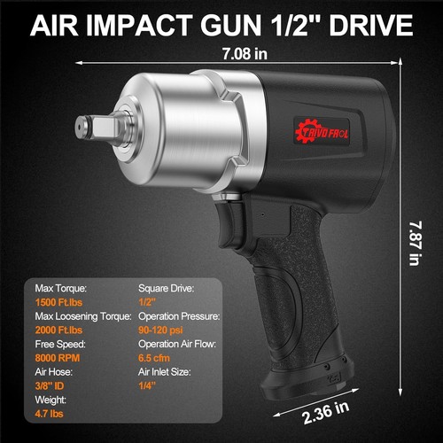 Air Impact Wrench 1/2" - 1/2 Inch Impact Gun 1/2 Drive, 1500Ft-lbs | eBay