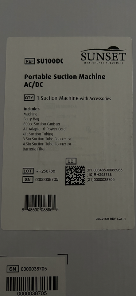 Sunset Healthcare Solutions / Portable Suction Machine AC/DC SU100DC ...