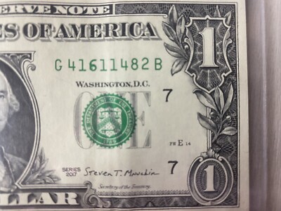 2017 $1 Dollar Bill Print Error, Over Inked #6 | eBay