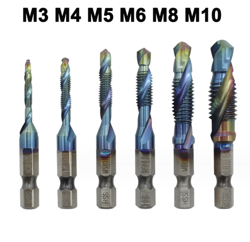 M3-M10 HSS Hex Shank Tap Drill Bit Metric Thread Bits Screw Compound ...