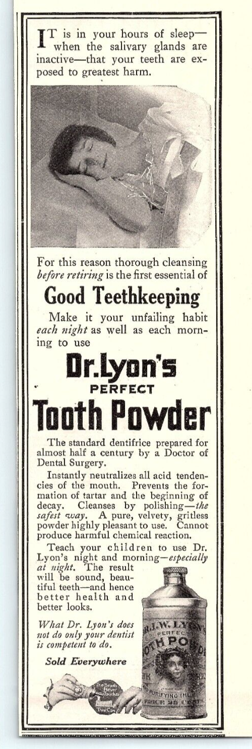 1913 Dr. Lyon's Perfect Tooth Powder Prevents Tartar Decay Vintage ...
