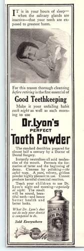 1913 Dr. Lyon's Perfect Tooth Powder Prevents Tartar Decay Vintage ...