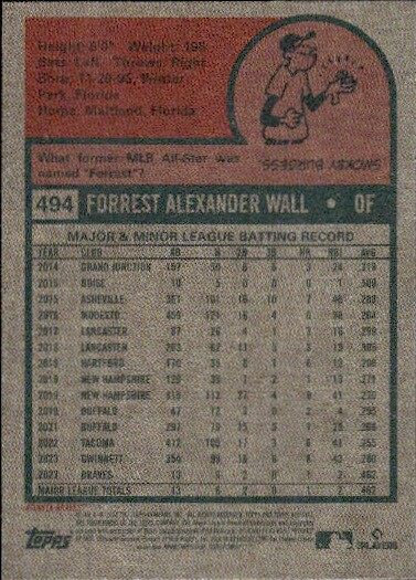 2024 Topps Heritage #494 Forrest Wall RC Atlanta Braves Baseball | eBay