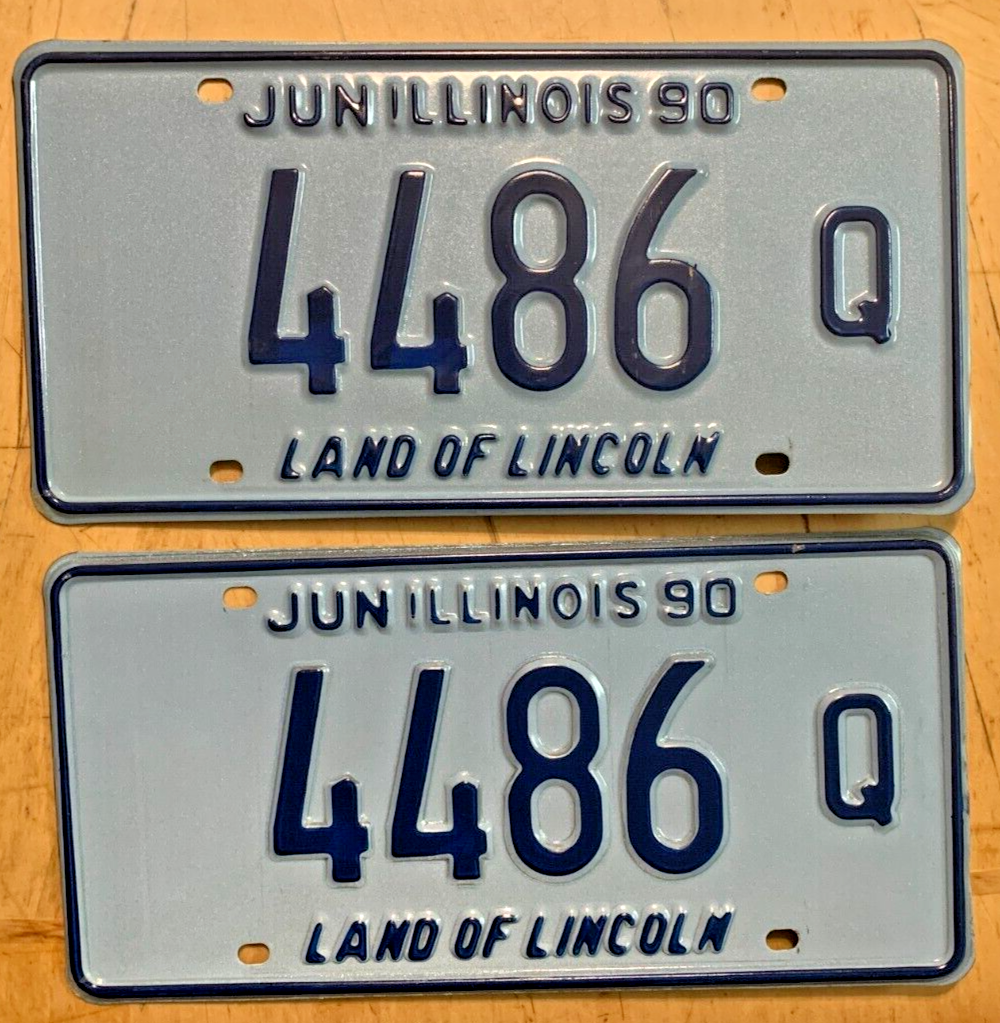MINT PAIR ILLINOIS AUTO LICENSE PLATES " 4486 Q " IL 90 UNISSUED | eBay