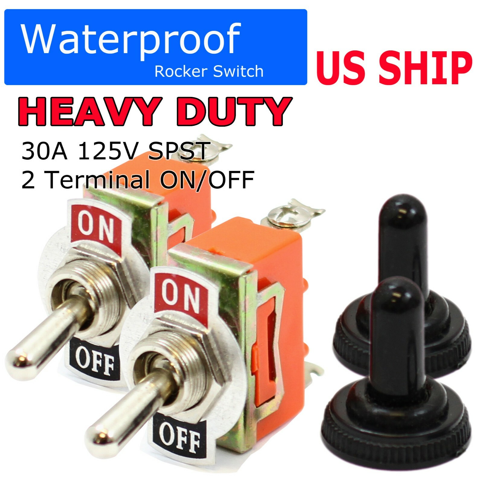 2PC 12V Heavy Duty Toggle Flick Switch On Off Car Boat SUV Dash Light ...