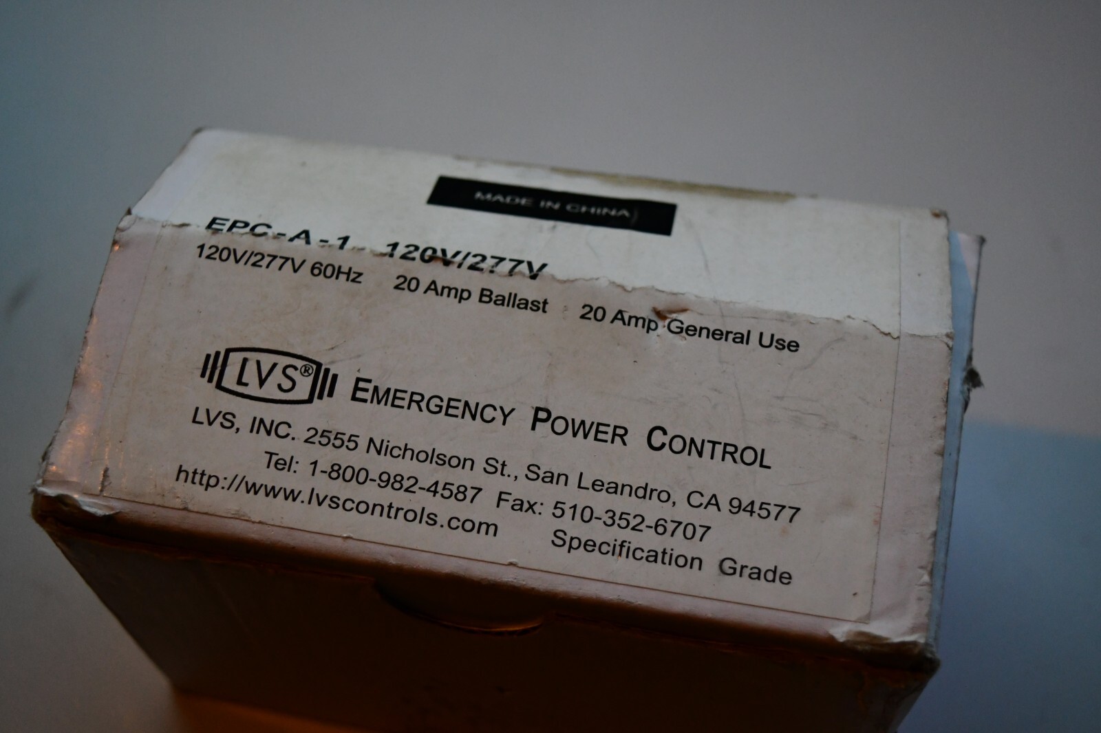 LVS Controls Epc-a-1 Emergency Lighting Power Transfer Control Unit 120 ...