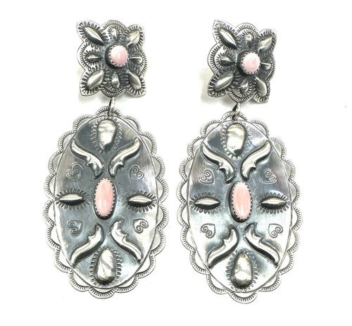 Native American Sterling Silver Navajo Handmade Pink Muscle Shell ...