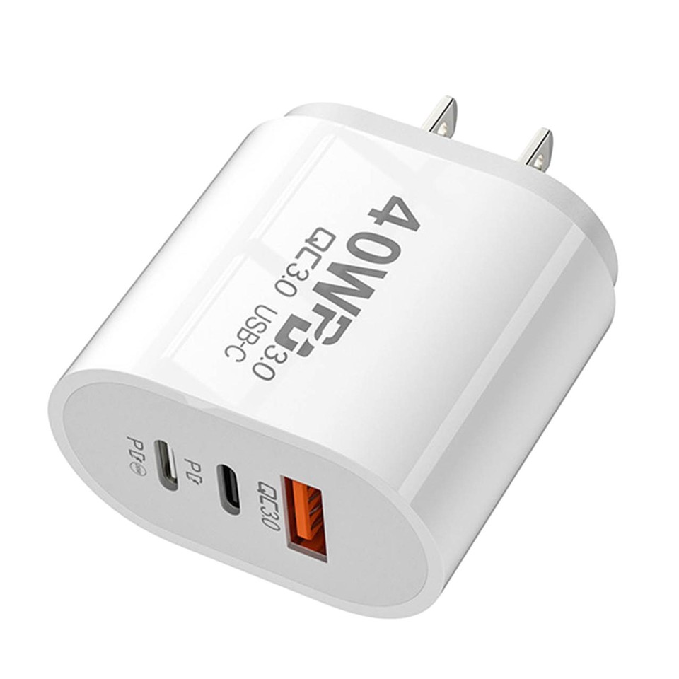 2 Port PD Plug 40W USB-C Type C Fast Wall Charger Adapter For IPhone 13 ...