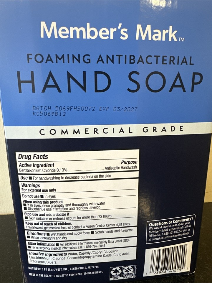 Member's Mark Commercial Foaming Antibacterial Hand Soap - 2 Refills In ...
