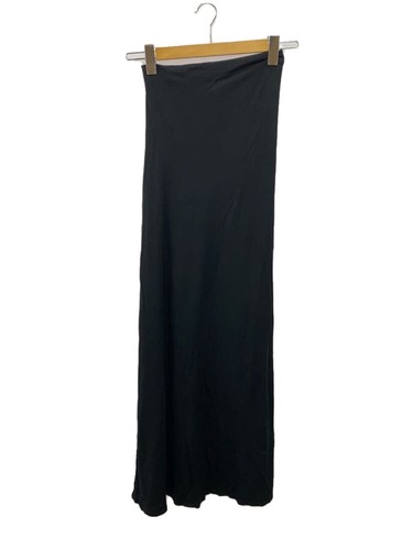 USED 90S LONG SKIRT POLYESTER BLK PLAIN 1M61-JG102 GOOD 2-S-55EC | eBay