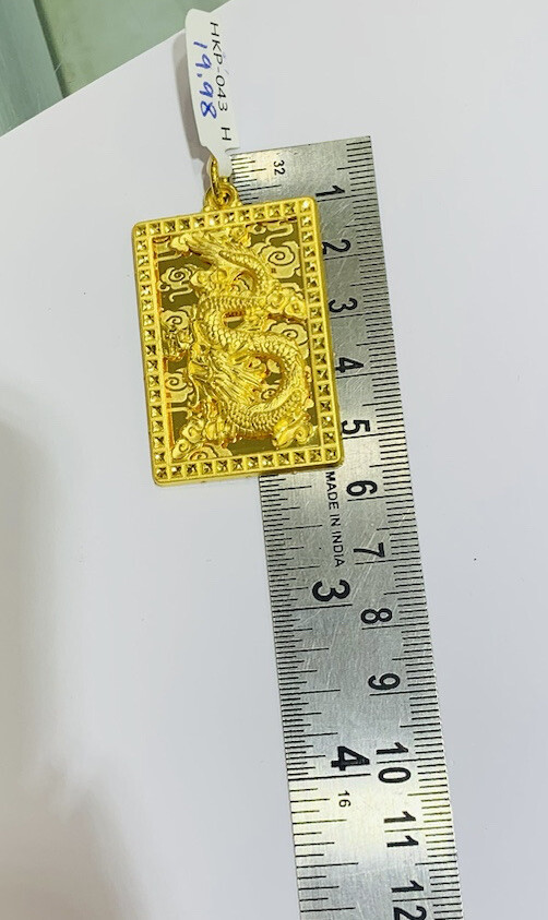 24k Yellow Gold Rectangle Dragon Diamond Cut Pendant 19.97Grams | eBay