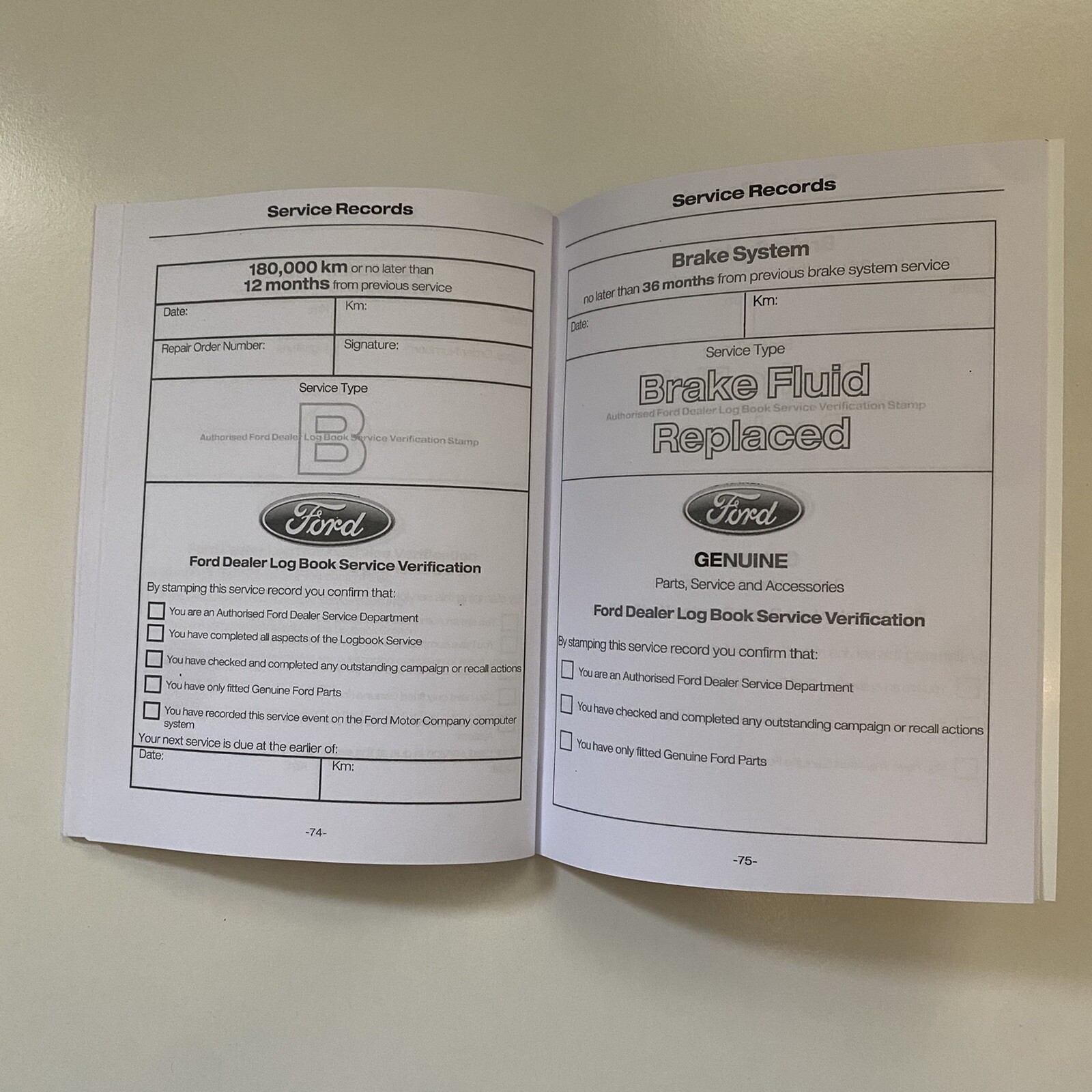 NEW BLANK FORD FG FALCON SERVICE LOG BOOK BOOKLET | eBay