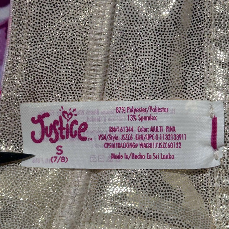 NEW Justice Size S 7/8 Girls Reversible Sports Bra Wear 2 Ways Stretchy ...