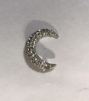 Crescent Silver With Clear Stones Pin/ Broach | eBay