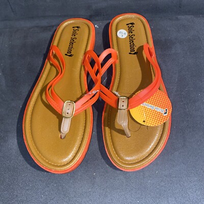 Sole Selection Orange And Brown Size 9/10 Large Sandals | eBay
