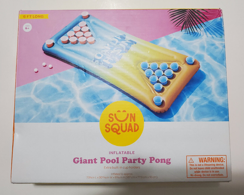 Pool Party Pong Inflatable Green Giant Size 72 x 30 in w/Cup Holders ...