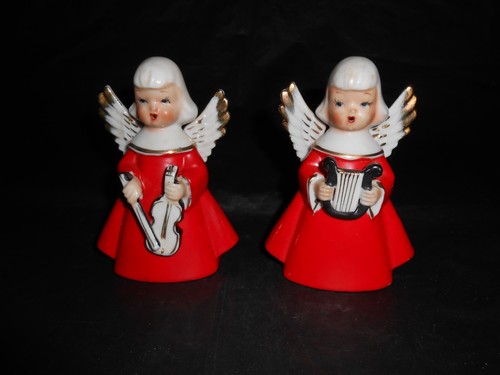 Vintage Unmarked Christmas Musical Angels Set/2 Violin & Harp Japan | eBay
