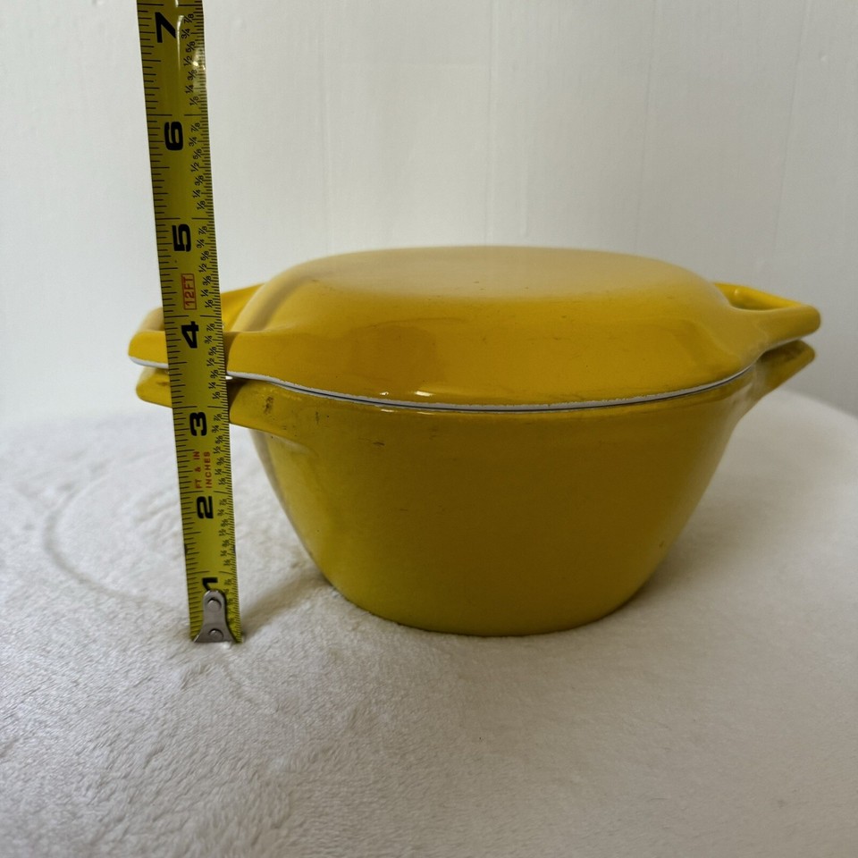 Vintage Copco Denmark D1 Cast Iron Enamel Dutch Oven Yellow | eBay