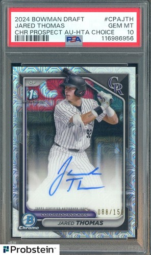 2024 Bowman Chrome HTA Choice Refractor Jared Thomas RC AUTO /150 PSA ...