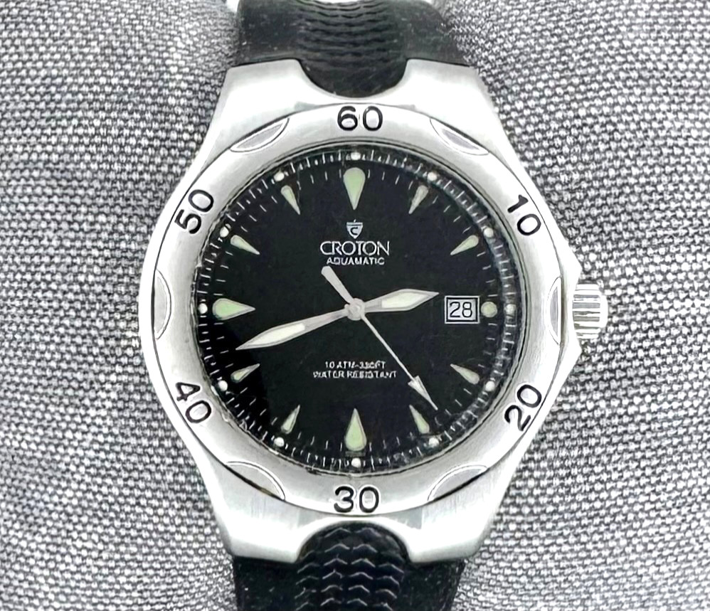 Croton Aquamatic Swiss Quartz Black Date Dial Men's A… - Gem