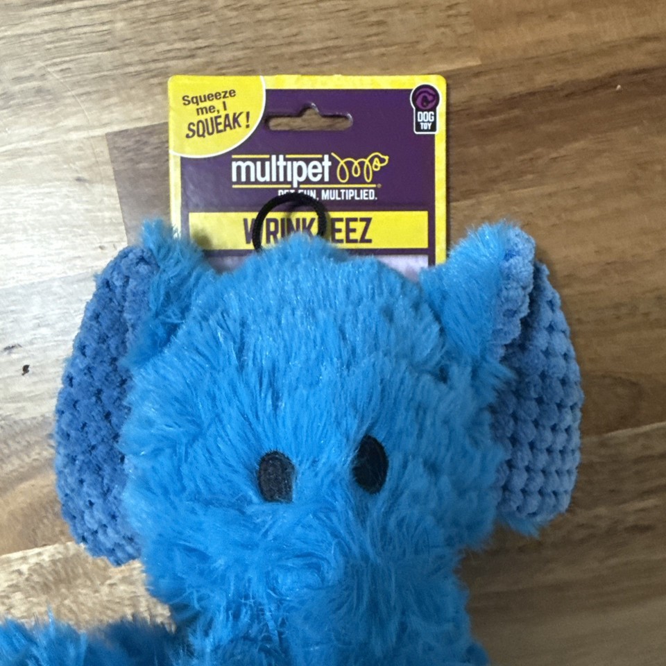 Multipet 9" Snuggles Squeaky Tug Toss Wrinkleez Elephant Comfort Plush ...