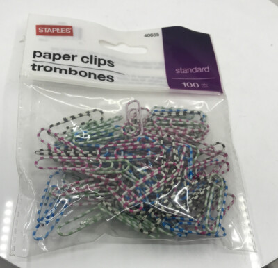 Staples Paper Clips Trombones 100 Standard multicolor | eBay
