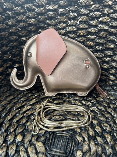 Kate Spade Tiny Elephant Bag Pink Champagne Leather Crossbody Novelty ...