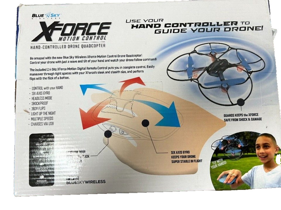Xforce Drone Quadcopter Motion Hand Controlled Blue Sky Wireless GYRO ...