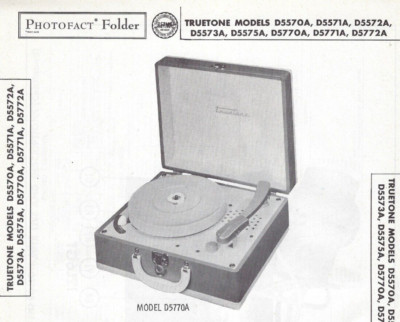 1957 TRUETONE D5570A D5571A Record Player Photofact MANUAL Phono Amp ...