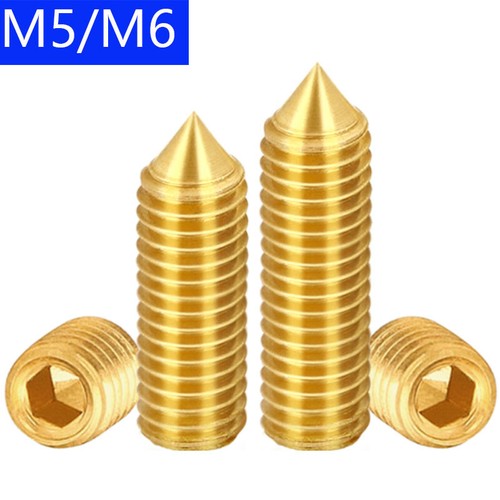 M5 M6 Solid Brass Grub Screw Cone Point Allen Hex Socket Set Screws ...