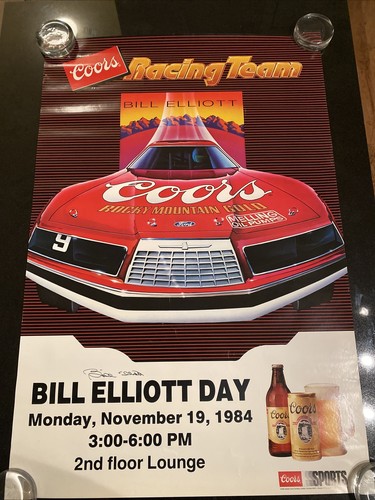 1984 Coors beers Sports racing team Bill Elliott AUTOGRAPHED POSTER ...