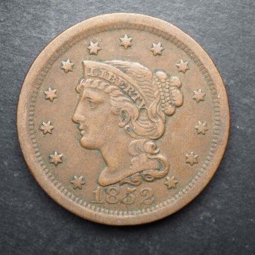 1852 BRAIDED HAIR LARGE CENT FREE SHIPPING M4667 | eBay