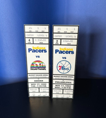 Vintage NBA Ticket Lot of 2 - Pacers vs. 76er's (11/11/92), Nuggets (11 ...
