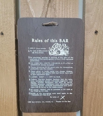 BAR RULES SIGN PLAQUE - RULES OF THIS BAR - MAN CAVE DECOR 9" x 6" | eBay