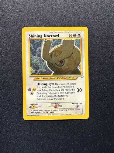 2002 POKEMON NEO DESTINY SHINING NOCTOWL #110 HOLO SHIFT ERROR VINTAGE ...