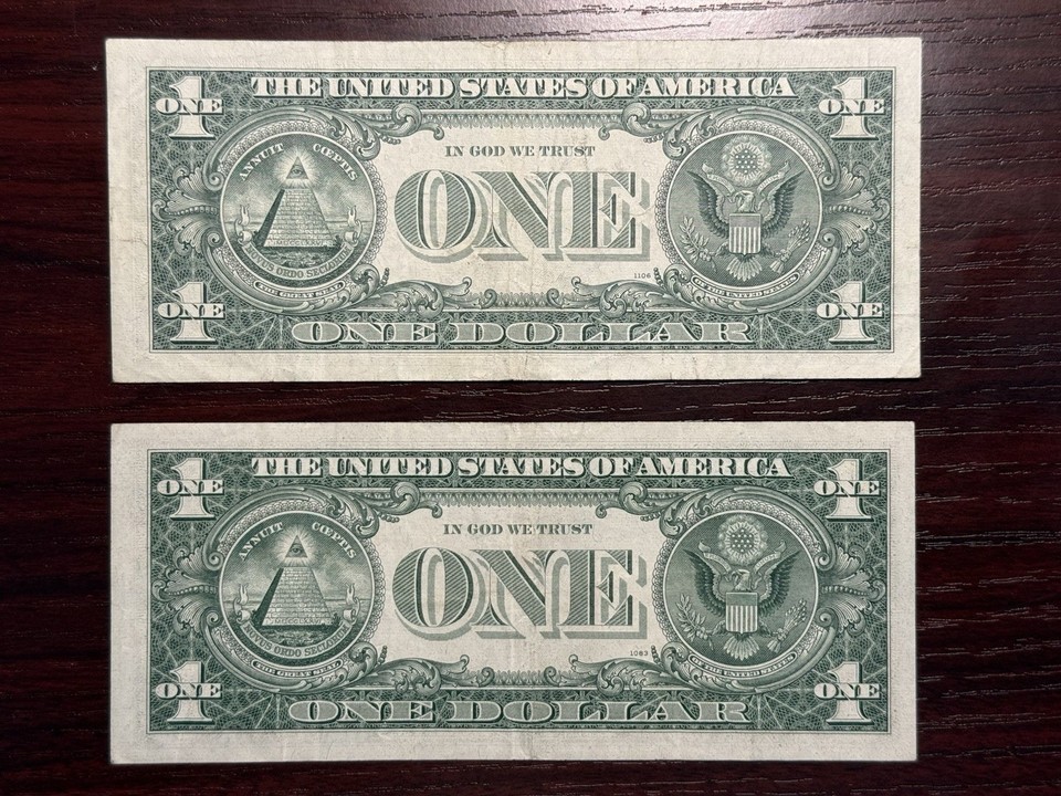 1963-B $1 One Dollar Bill Federal Reserve ~ "Barr" Note ~Circulated, 2 ...