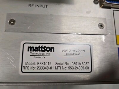 Wafer Processing - Rf Match