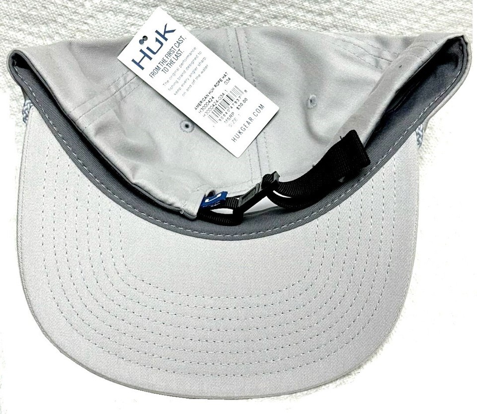 HUK Fishing American Rope Gray Harbor Mist Hat Cap Adult Men's ...