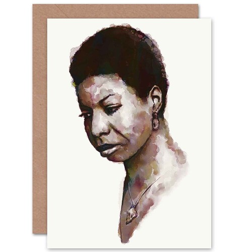 Nina Simone Watercolour Portrait Chris Evry Blank Greeting Card With ...