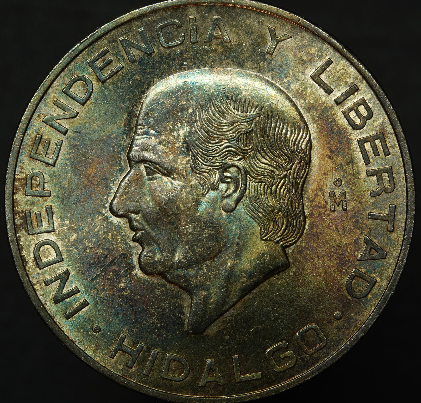 1956 Diez 10 Pesos Mexico Mexican Hidalgo Libertad TONED 90% Silver ...