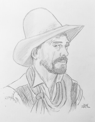 KEN CURTIS PENCIL DRAWING 11X14 KEN CURTIS/FESTUS HAGGENORIGINAL ...