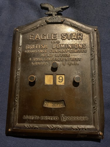 Antique Eagle Star Insurance Free Standing Metal Perpetual Calendar ...