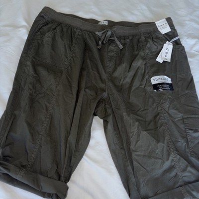 3X Ladies Capri Pants Dash 15" Inseam, Khaki Knit Waistband Suzanne ...