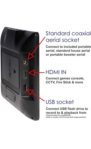 Portable TV 10 Inch HDMI In Freeview 240 & 12v plus built in battery ...