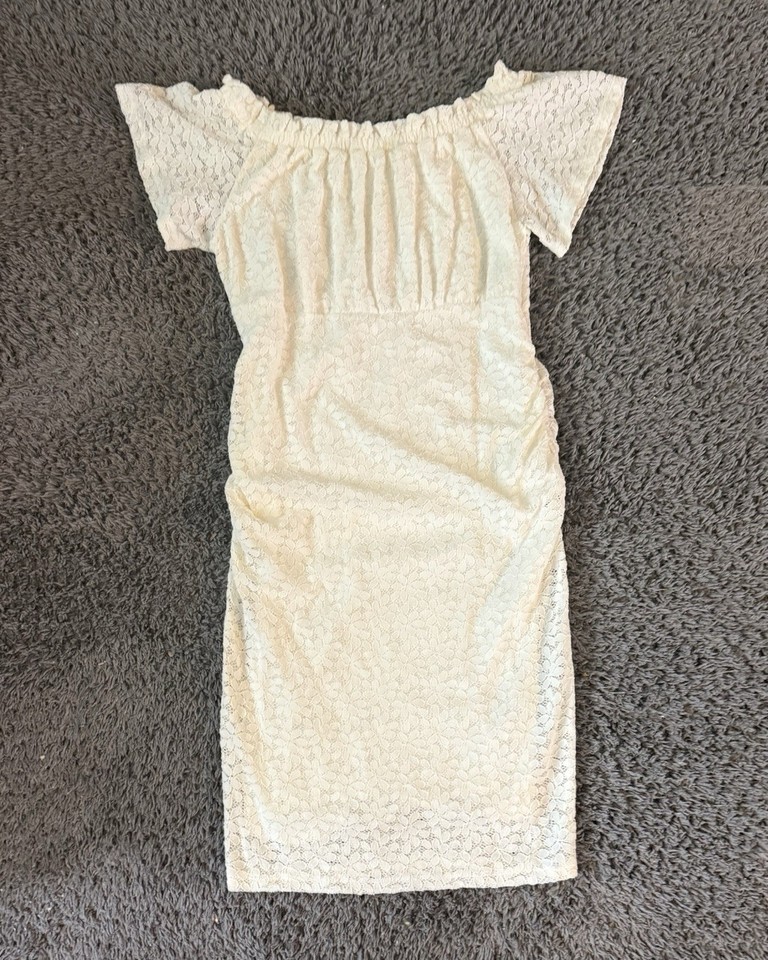 Motherhood Maternity Off Shoulder Lace Dress Ivory Size M – Stretch | eBay