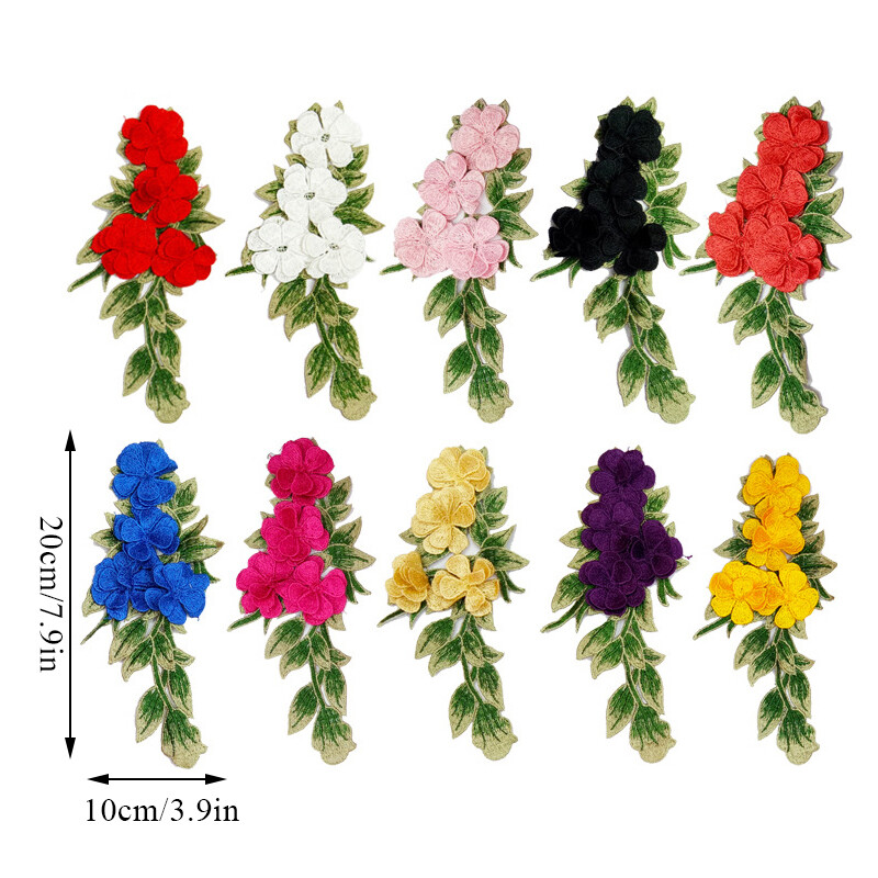 Rose Flower Patch Iron Sew On Embroidered Badge Clothes Embroidery ...