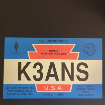 QSL Amateur Radio K3ANS Easton Pennsylvania Postcard Old Vintage Card ...