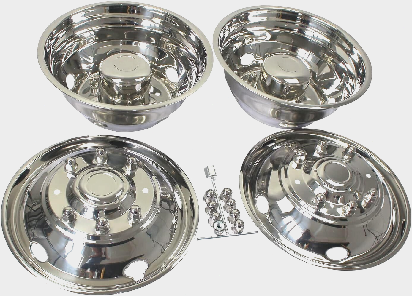 19.5" 8 Lugs Stainless Steel Wheel Simulators for 2003-2004 Ford F450 ...