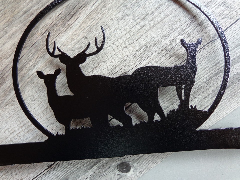 New Deer Oval Mailbox Topper Plasma Cut Metal Art Black Textured Finish ...
