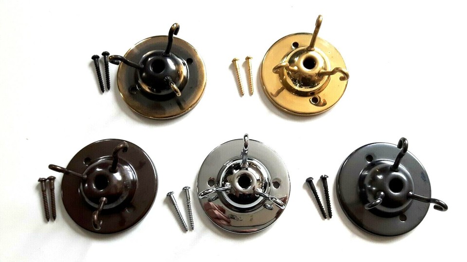 3 hook ceiling rose plate + 1 1/4" screws light fitting 10mm thread ...